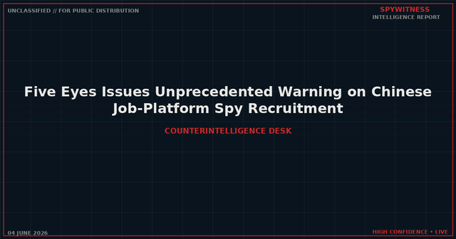 Five Eyes China Spy Warning: Job Platform Recruitment | SpyWitness ...